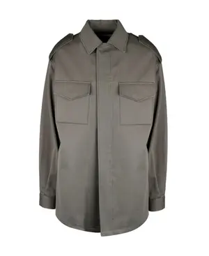 Valentino Garavani Vlogo Stitched Shirt Jacket - Gray