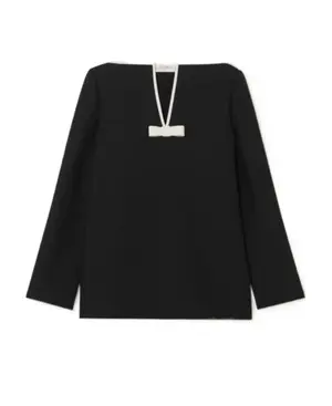 Valentino Garavani Bow-detail Wool-blend Blouse - Black