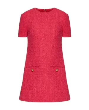 Valentino Garavani Roman Stud Tweed Mini Dress - Red