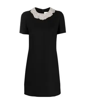 Valentino Garavani Contrast-collar Minidress - Black