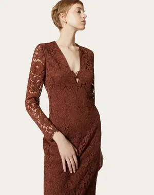 Valentino Garavani Floral-lace Long-sleeve Long Dress