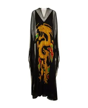 Valentino Garavani Dragon Pattern Dress - Black
