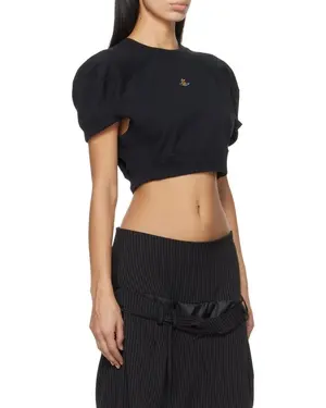 VIVIENNE WESTWOOD Logo-embroidered Cropped T-shirt