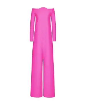 Valentino Garavani Off-shoulder Long-sleeved Jumpsuit - Pink
