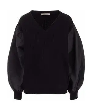 Valentino Garavani Balloon-sleeve Knit Jumper - Black