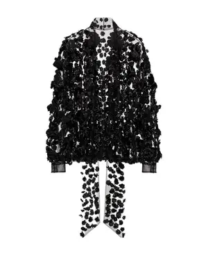 Valentino Garavani Flower Embroidered Long-sleeved Blouse - Black