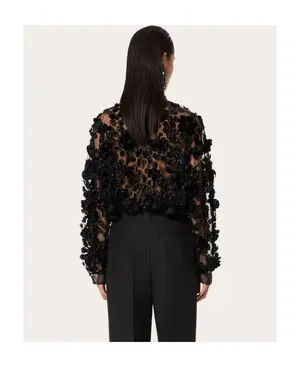 Valentino Garavani Flower Embroidered Long-sleeved Blouse