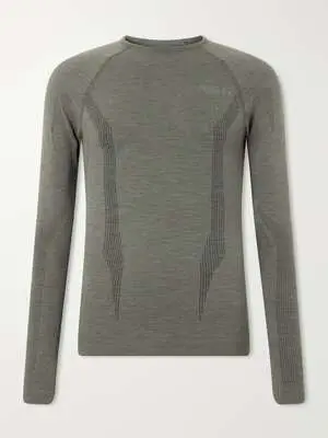 Falke Seamless Virgin Wool-blend Ski Base Layer - Green