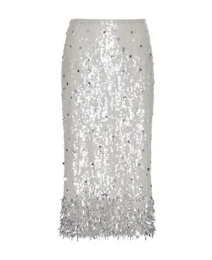 Valentino Garavani Tulle Illusione Embroidered Skirt - Gray