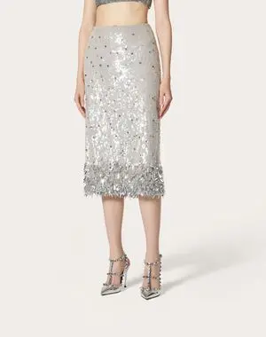 Valentino Garavani Tulle Illusione Embroidered Skirt