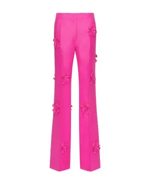 Valentino Garavani Floral-appliqué Tailored Trousers - Pink
