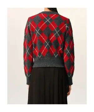 AMI Paris Argyle Printed Cardigan