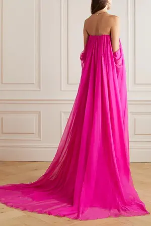 Valentino Garavani Strapless Pleated Silk Chiffon Dress Dress