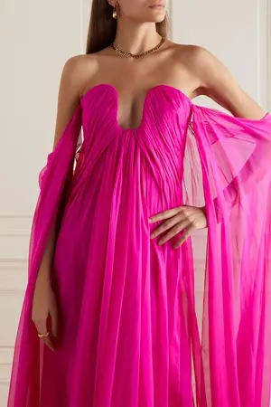 Valentino Garavani Strapless Pleated Silk Chiffon Dress Dress