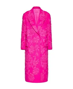Valentino Garavani Compact Drap Coat With Floral Embroidery - Pink