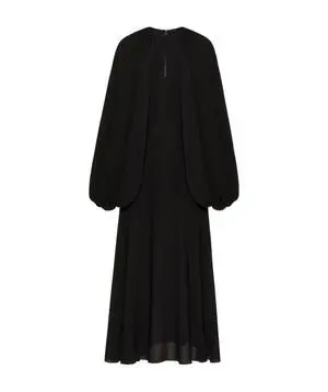 Valentino Garavani Cape-style Midi Silk Dress - Black