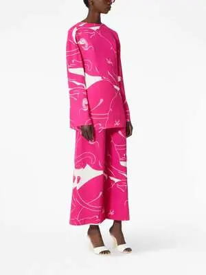 Valentino Garavani Cady Panther Wide Leg Trousers