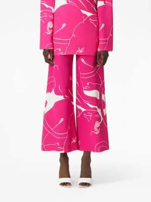 Valentino Garavani Cady Panther Wide Leg Trousers