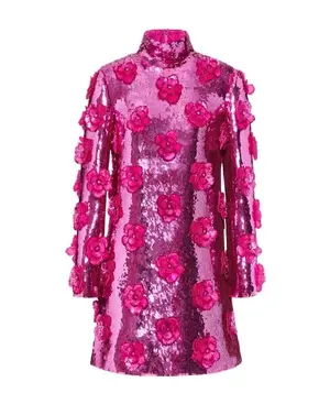 Valentino Garavani Short Embroidered Organza Dress - Pink