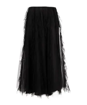 Valentino Garavani Floral Lace Tulle Skirt - Black