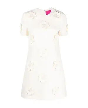 Valentino Garavani Floral-appliquéd Minidress - Ivory White