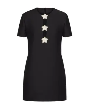 Valentino Garavani Crepe Couture Embroidered Short Dress - Black