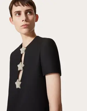 Valentino Garavani Crepe Couture Embroidered Short Dress