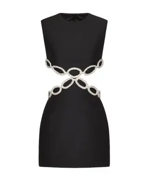 Valentino Garavani Crepe Couture Embroidered Short Dress - Black