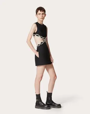 Valentino Garavani Crepe Couture Embroidered Short Dress