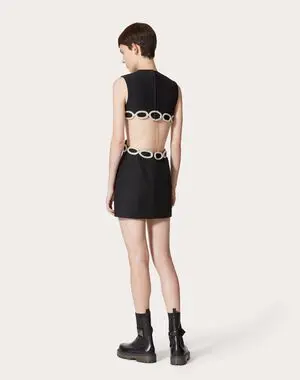 Valentino Garavani Crepe Couture Embroidered Short Dress