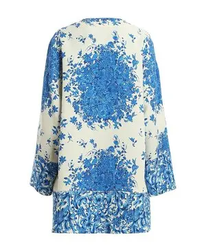 Valentino Garavani Bluegrace Bouquet Collarless Coat