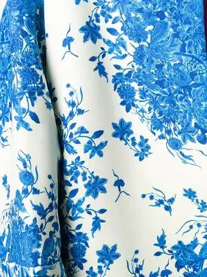 Valentino Garavani Bluegrace Bouquet Collarless Coat