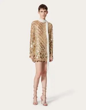 Valentino Garavani Tulle Illusione Embroidered Minidress