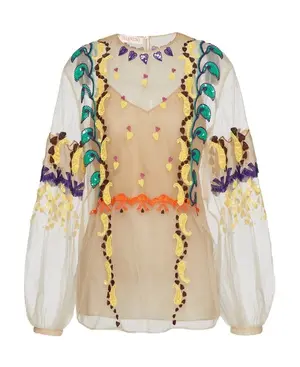 Valentino Garavani Tulle Phantom Embroidered Blouse - Nude