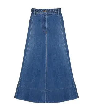 Valentino Garavani Braided-waist Denim Midi Skirt - Blue