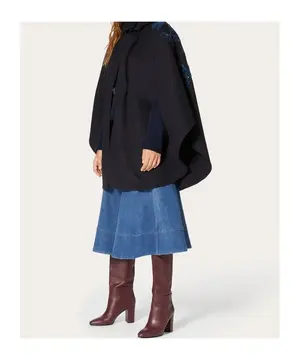Valentino Garavani Braided-waist Denim Midi Skirt