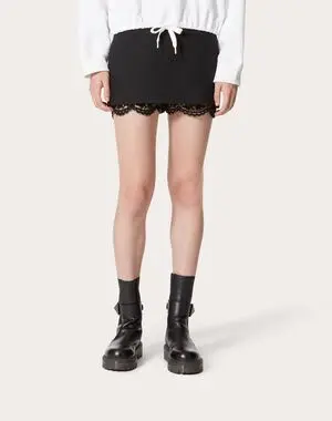 Valentino Garavani Crepe Couture Lace Trim Skirt