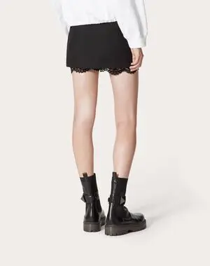 Valentino Garavani Crepe Couture Lace Trim Skirt