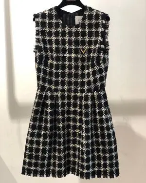 Valentino Garavani Tweed Checkered Sleeveless Dress