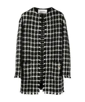 Valentino Garavani Tweed Checkered Vgold Coat