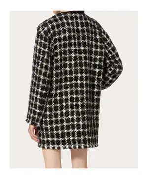 Valentino Garavani Tweed Checkered Vgold Coat