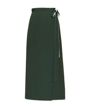 Valentino Garavani Silk Wrap Midi Skirt - Green