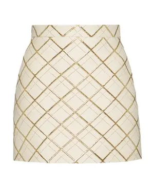 Valentino Garavani Lattice-embroidery Miniskirt - Nude