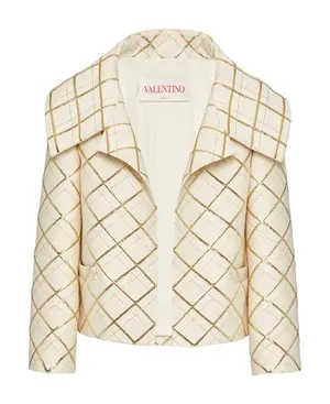 Valentino Garavani Spread-collar Cropped Jacket - White