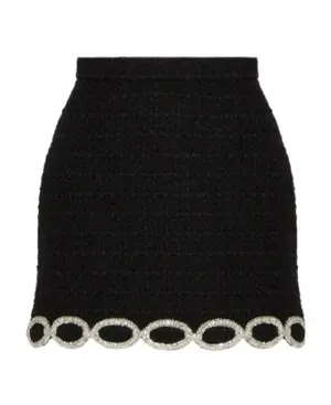 Valentino Garavani Crystal Tweed Miniskirt - Black