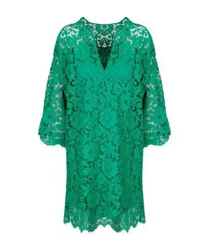 Valentino Garavani Floral Lace Shift Dress - Green