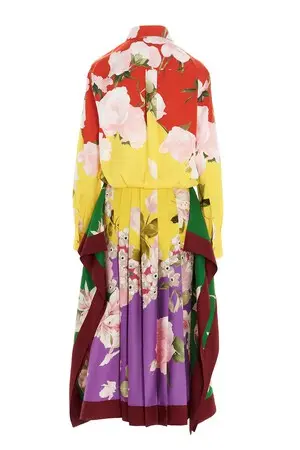 Valentino Garavani Pleated Floral-print Midi Dress