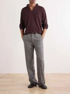 BODE Knitted Cotton-crepe Polo Shirt