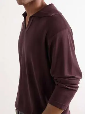 BODE Knitted Cotton-crepe Polo Shirt