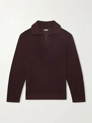 BODE Knitted Cotton-crepe Polo Shirt - Brown